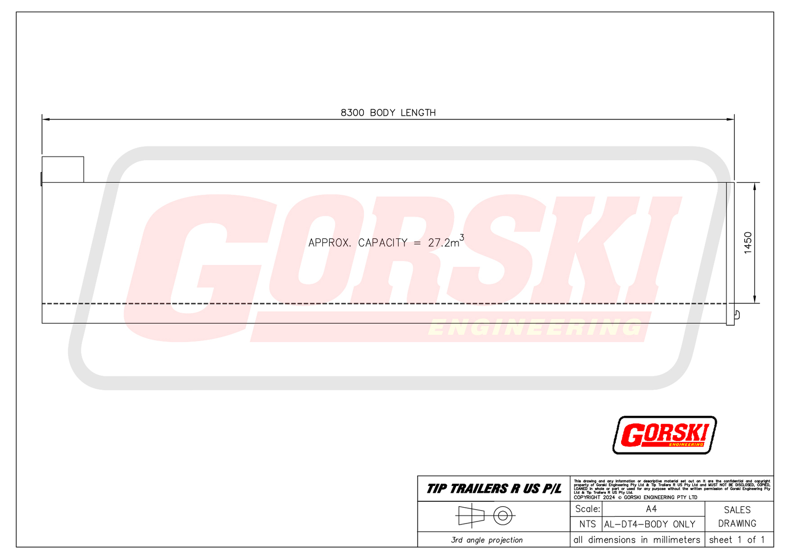 Gorski 4 Axle Dog Tipping Trailer Body Only New | Gorski Engineering