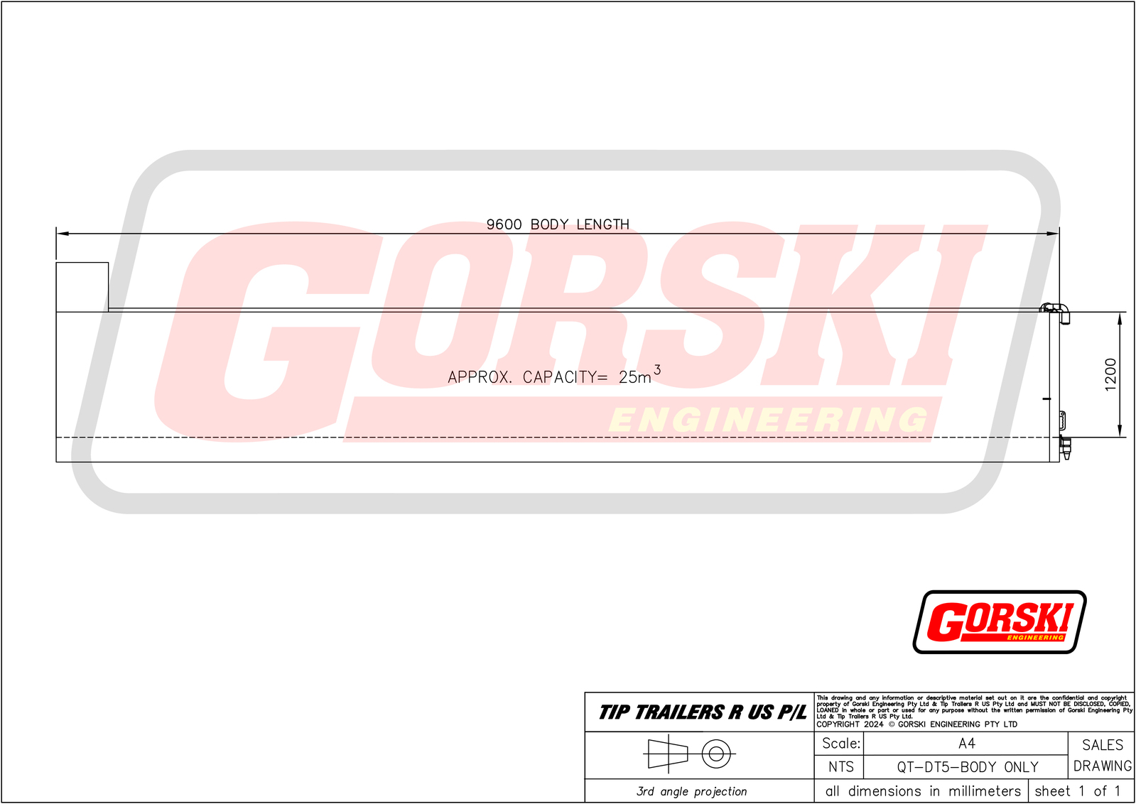 Gorski 5 Axle Dog Tipping Trailer Body Only Hardox New | Gorski Engineering
